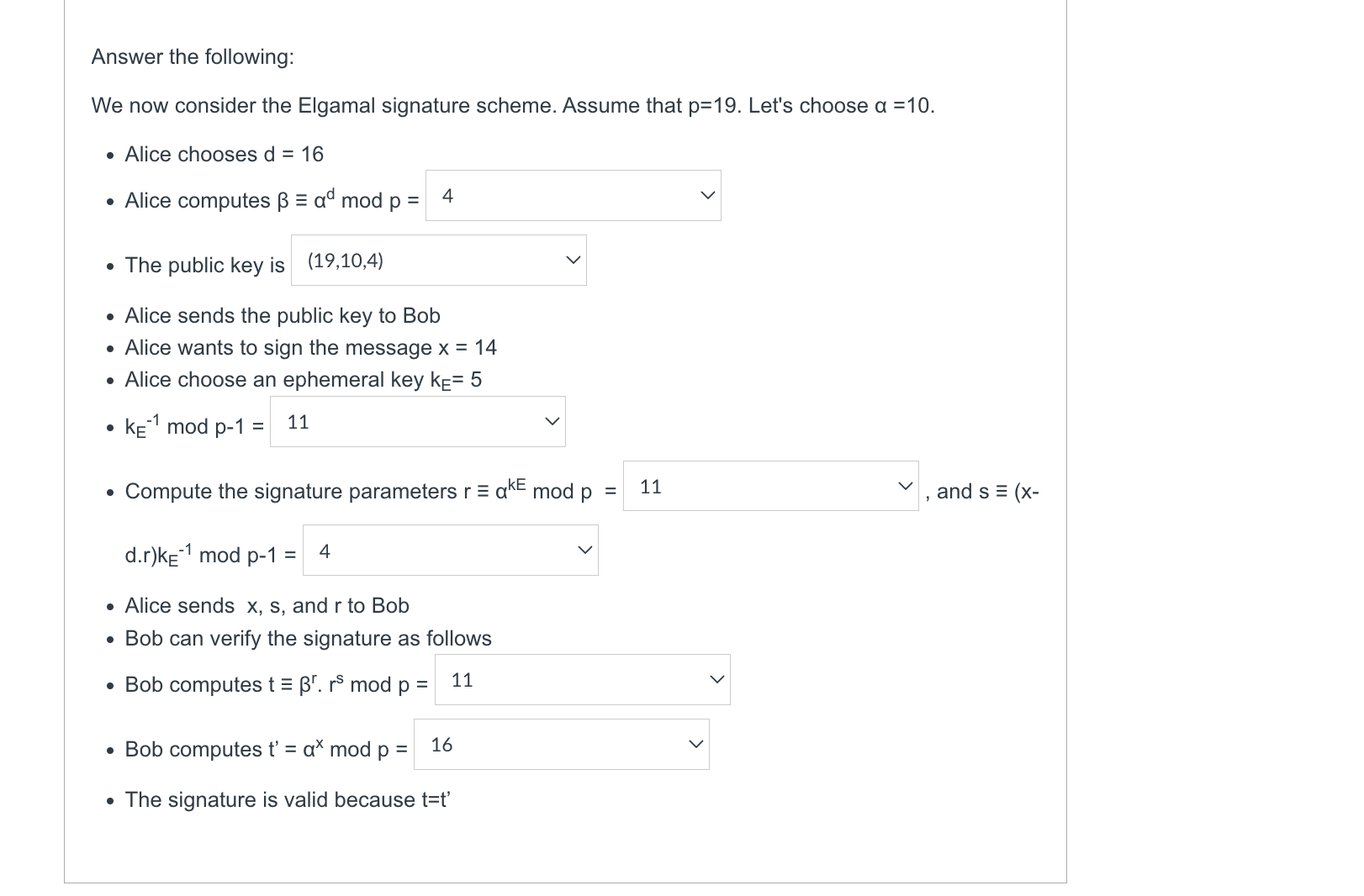 Solved Answer the following: We now consider the Elgamal | Chegg.com