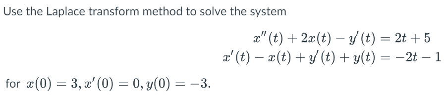 Solved Use the Laplace transform method to solve the system | Chegg.com