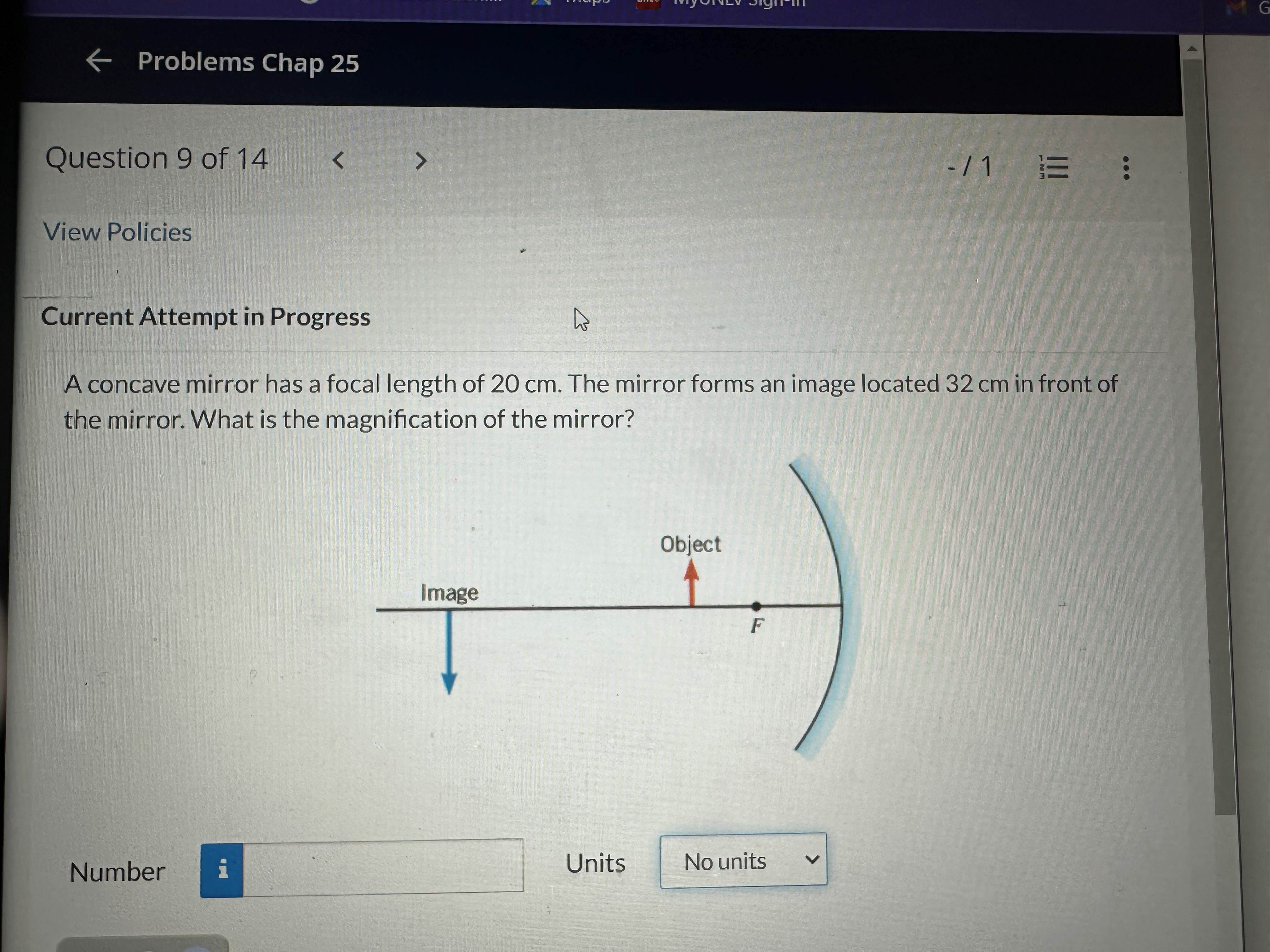 Solved Current Attempt in Progress A concave mirror has a | Chegg.com