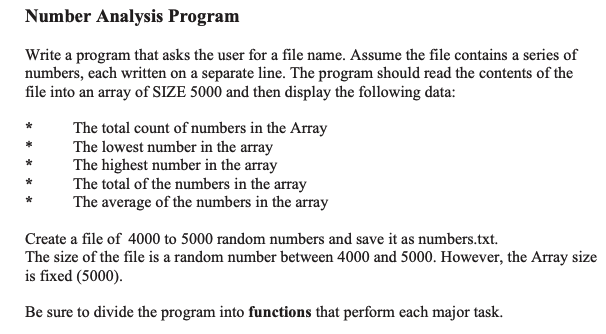 Solved Number Analysis Program * Write a program that asks | Chegg.com Solved Number Analysis Program * Write a program that asks | Chegg.com