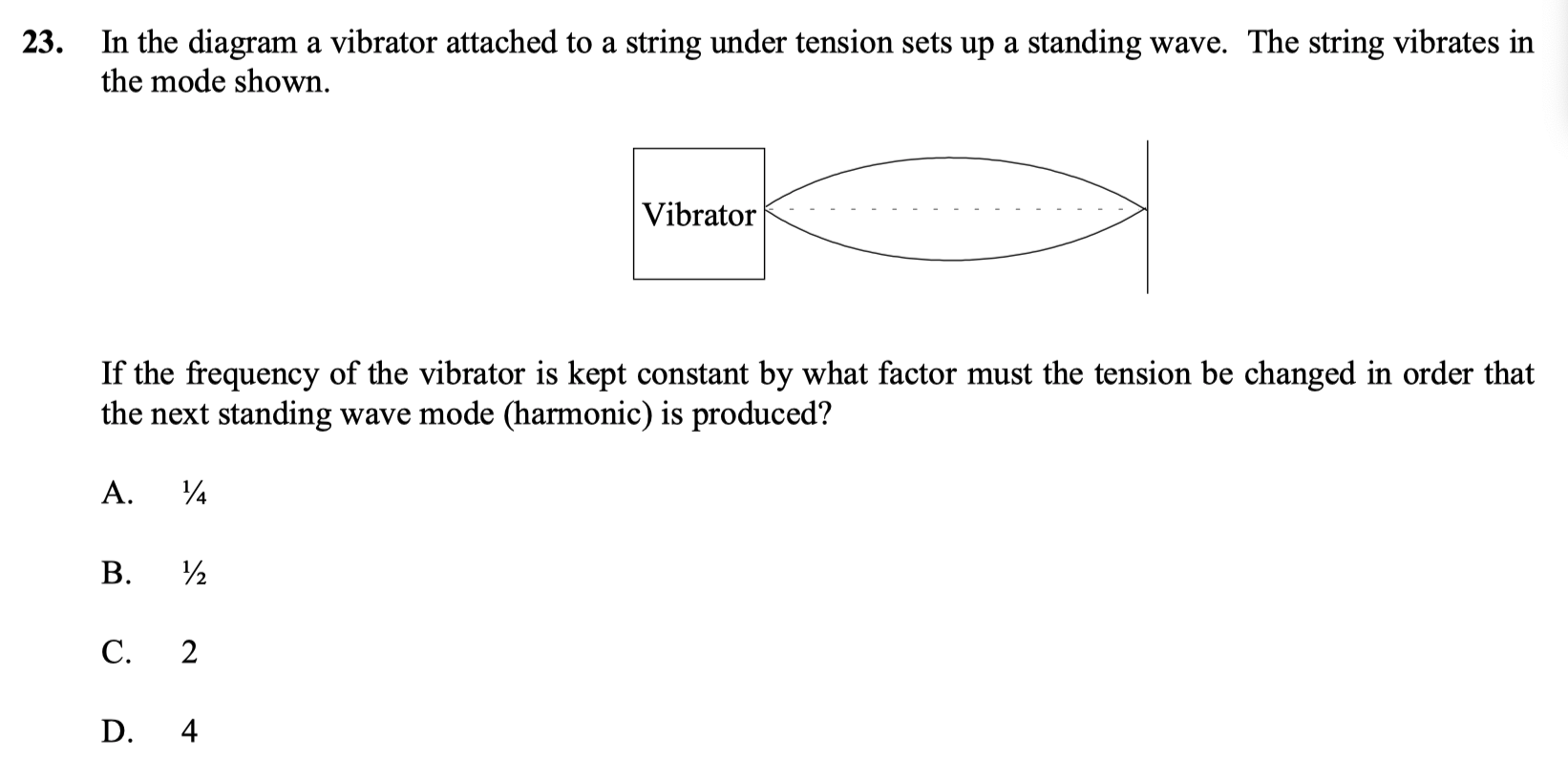 Solved 23. ﻿In the diagram a vibrator attached to a string | Chegg.com