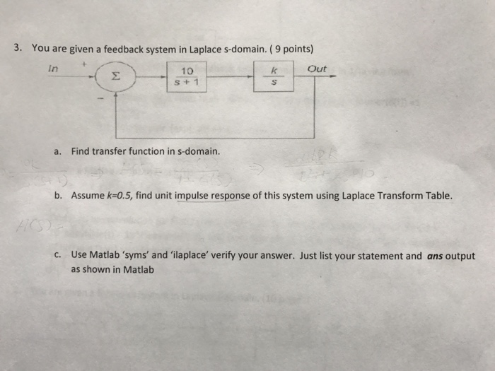 Solved You are given a feedback system in Laplace s-domain. | Chegg.com