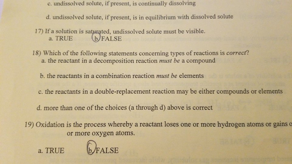 Solved c. undissolved solute, if present, is continually | Chegg.com