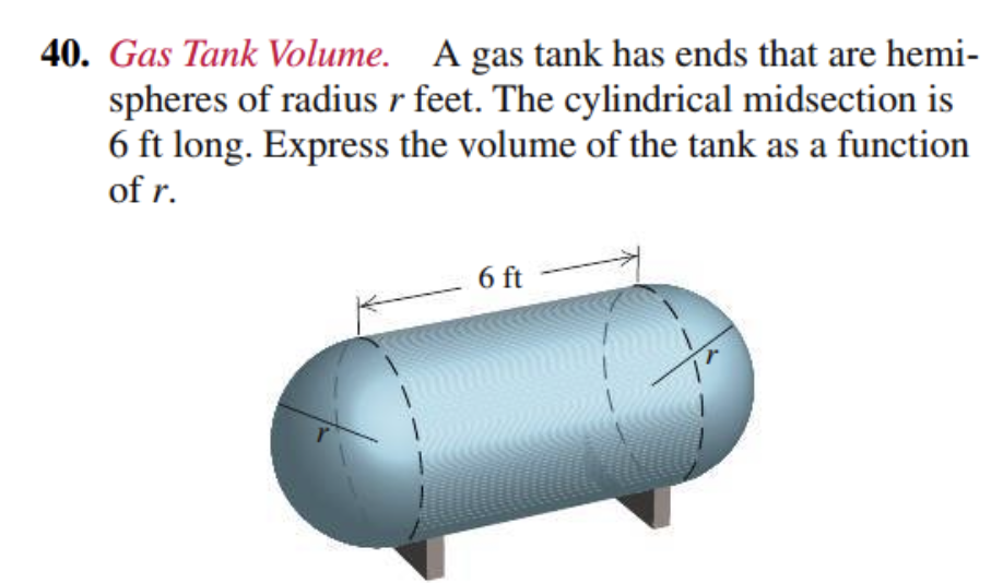 Solved Gas Tank Volume. A gas tank has ends that are | Chegg.com