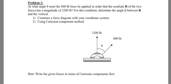 Solved Problem 3: At what angle θ must the 800-lb force be | Chegg.com
