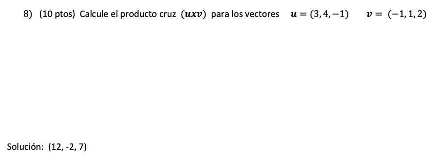 Solved Calculate the cross product (𝒖𝒙𝒗) for the vectors | Chegg.com