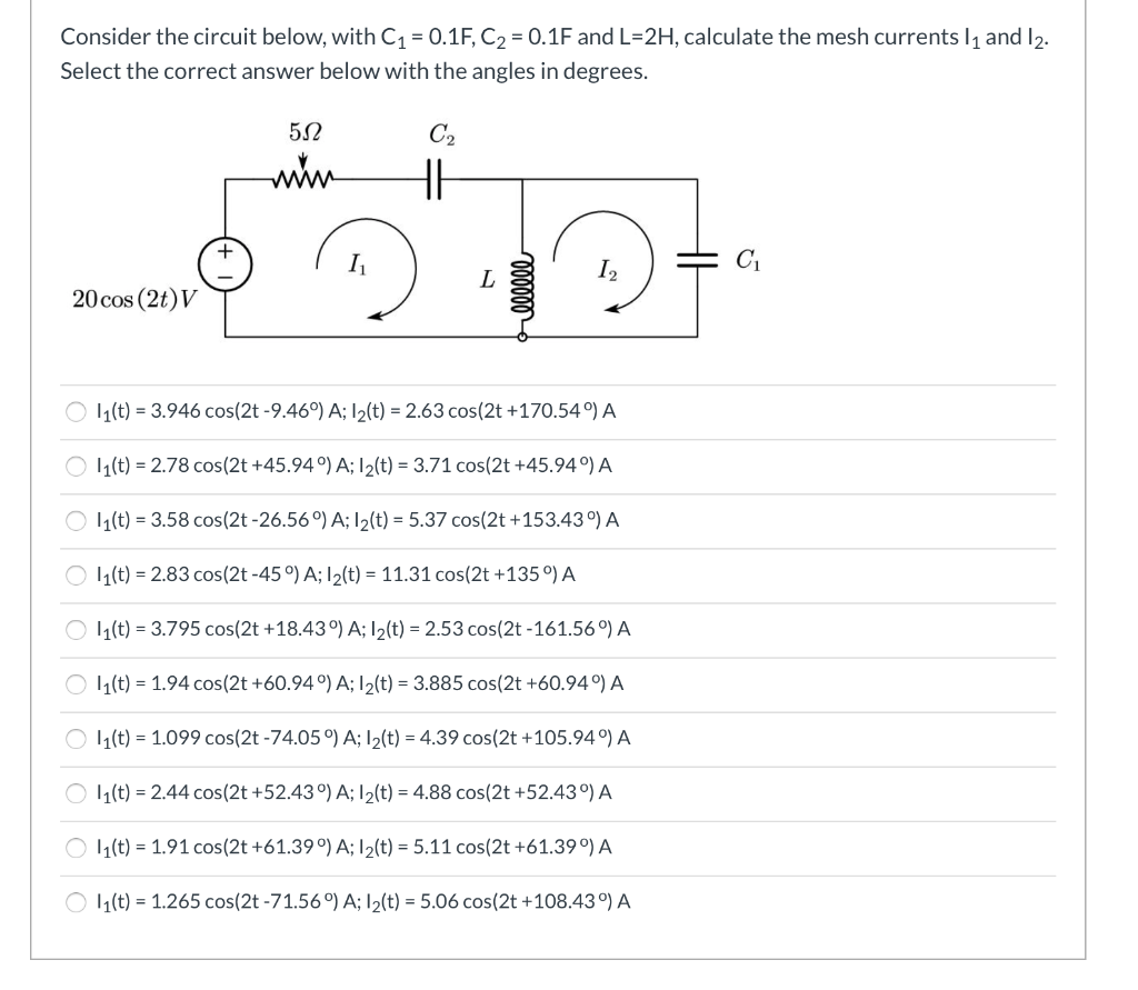 Solved Consider the circuit below, with C1 = 0.1F, C2 = 0.1F | Chegg.com