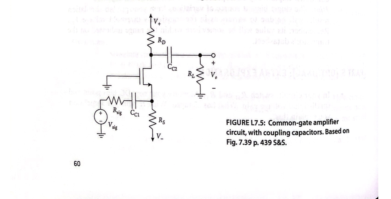 FIGURE L7.5: Common-gate amplifier circuit, with | Chegg.com