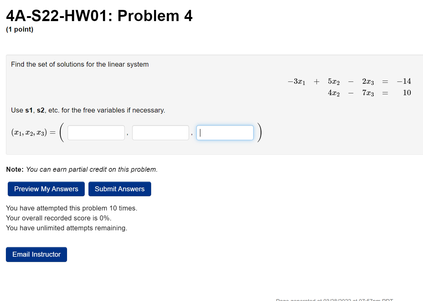 Solved 4A-S22-HW01: Problem 4 (1 point) Find the set of | Chegg.com