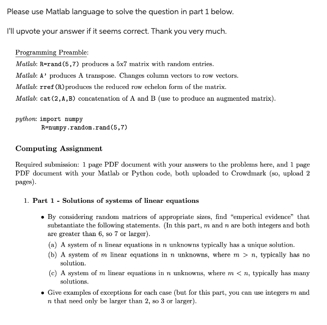 1 Part 1 Solutions Of Systems Of Linear Equations
