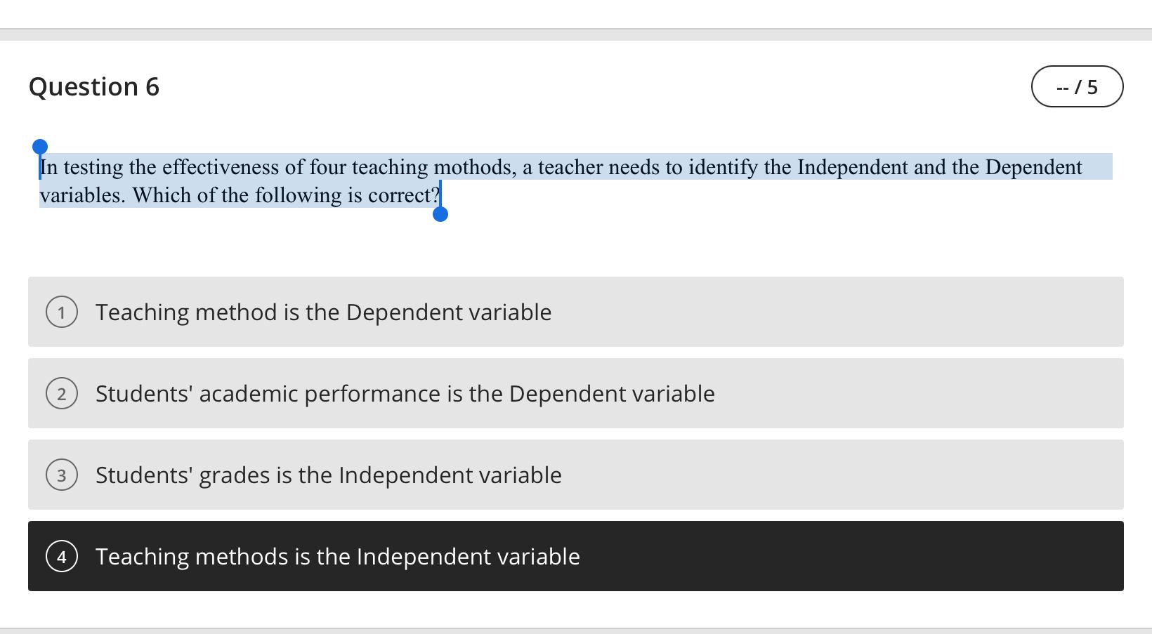 Solved In testing the effectiveness of four teaching | Chegg.com