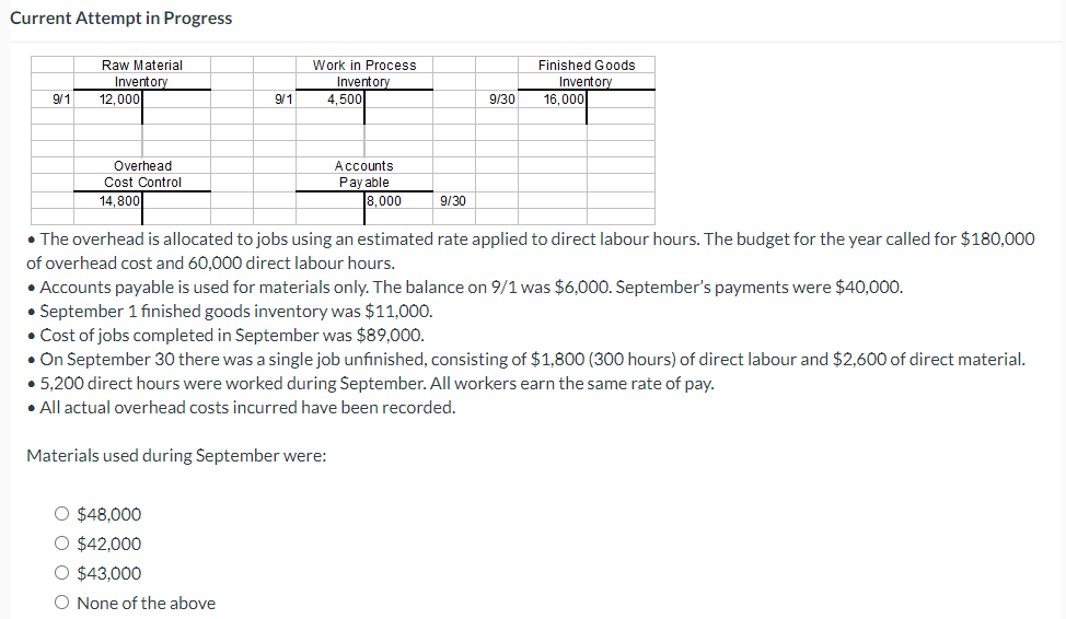 Solved Current Attempt in Progress - The overhead is | Chegg.com