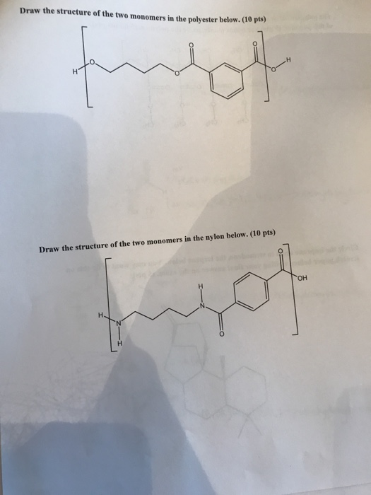 Solved Draw the structure of the two monomers in the | Chegg.com