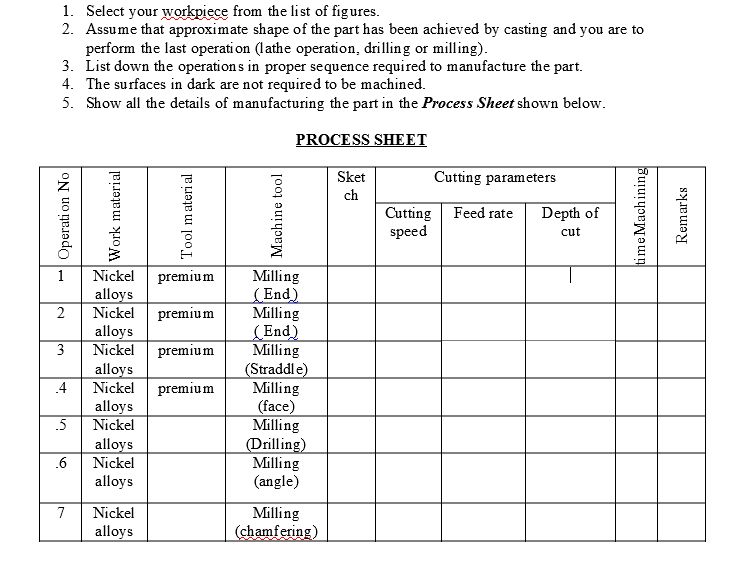 1. Select your workpiece from the list of figures. 2. | Chegg.com