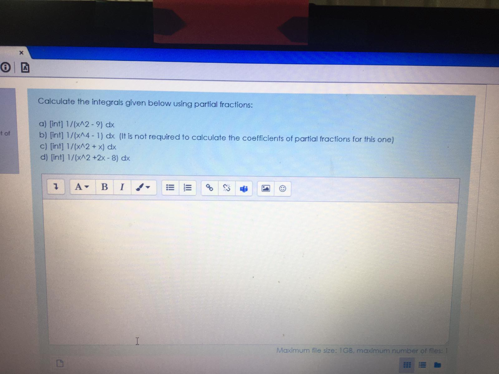 Solved A Calculate the integrals given below using partial | Chegg.com