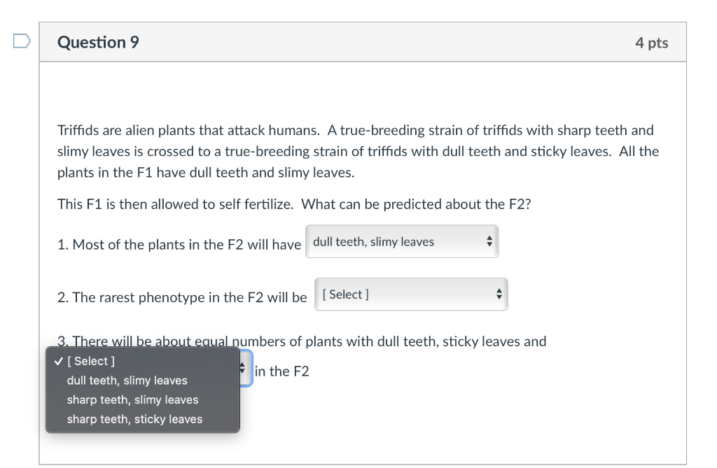 Solved Question 9 4 pts Triffids are alien plants that | Chegg.com