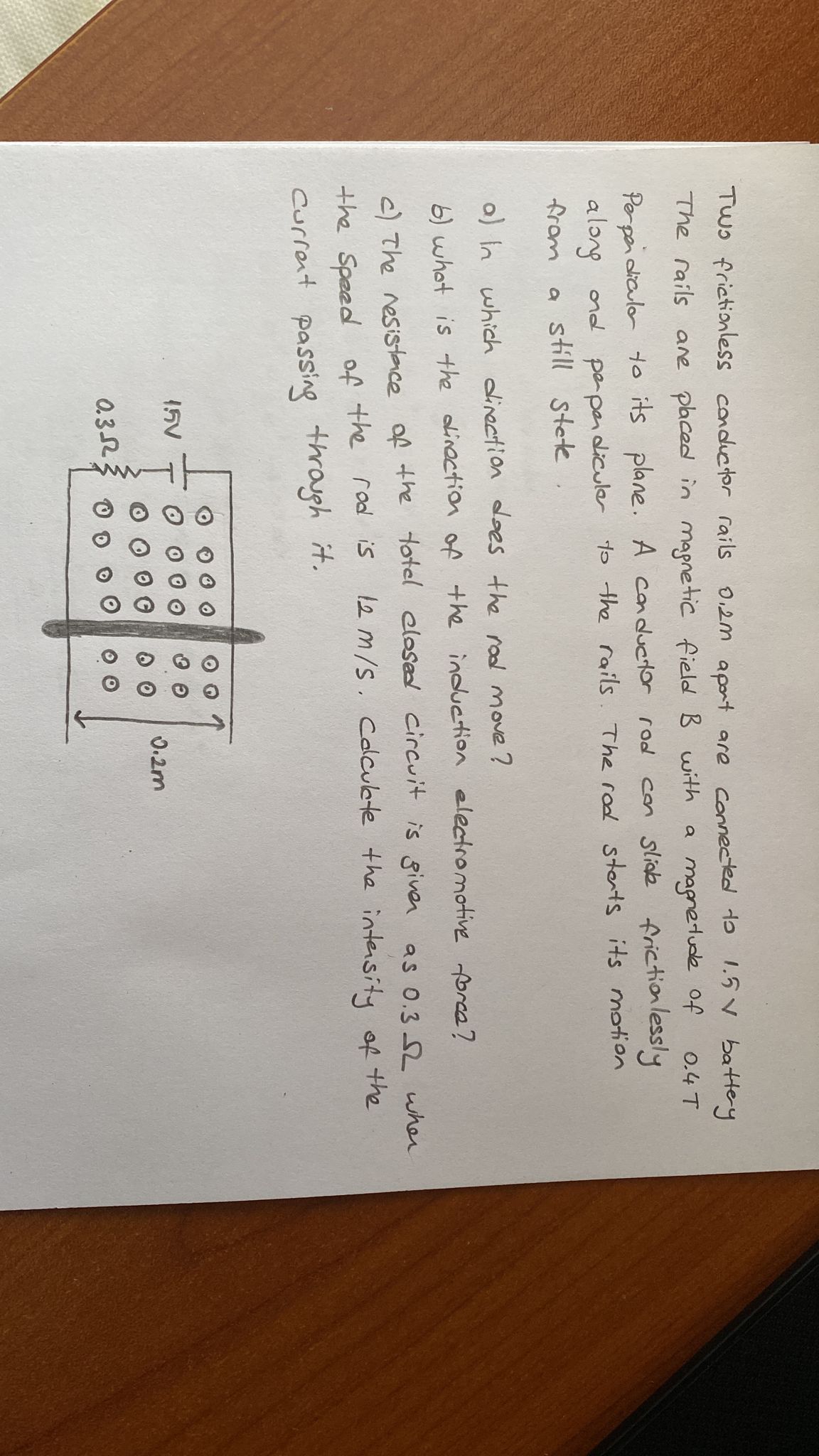 Solved Two frictionless conductor rails 0.2 m apont are | Chegg.com