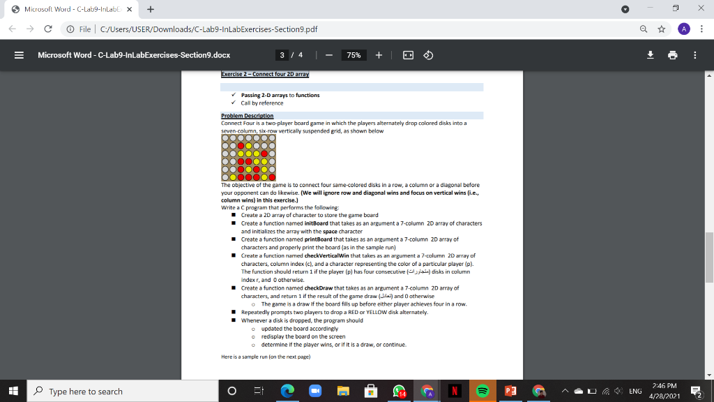 Solved in c code and thats all the information i have just | Chegg.com