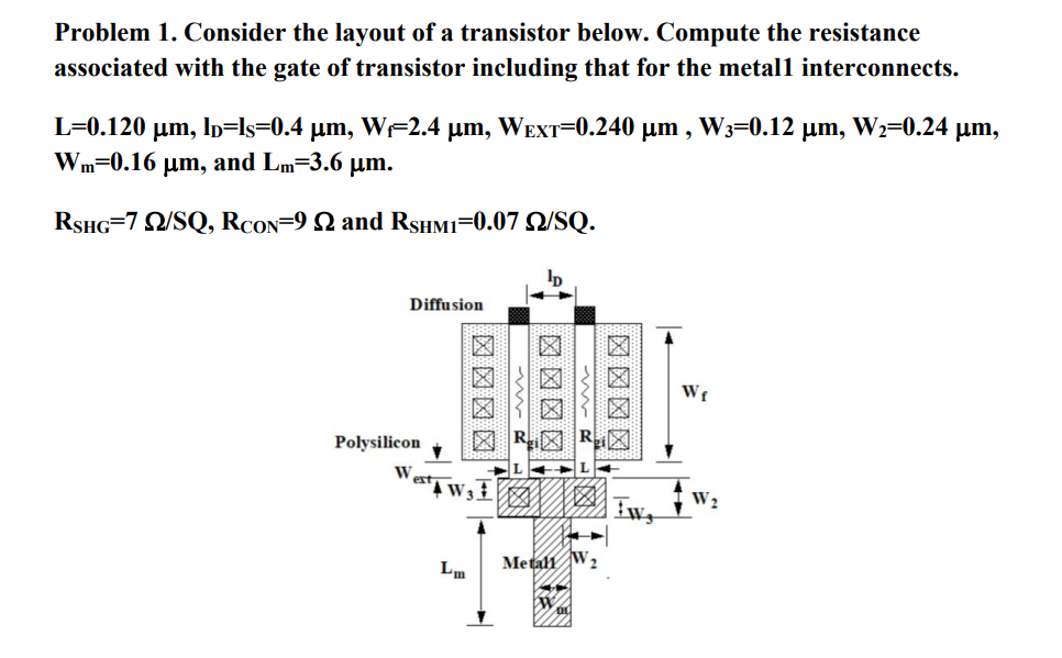 Solved Problem 1. Consider the layout of a transistor below. | Chegg.com