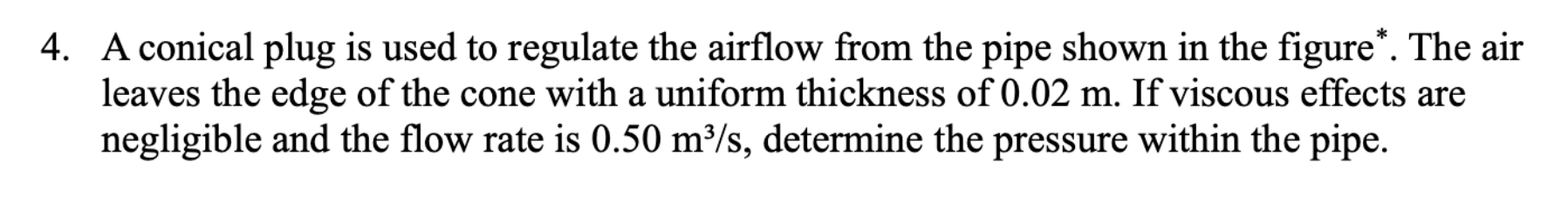 Solved 4. A conical plug is used to regulate the airflow | Chegg.com