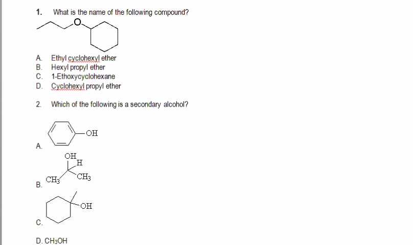 Solved 1. What is the name of the following compound? 0 A | Chegg.com