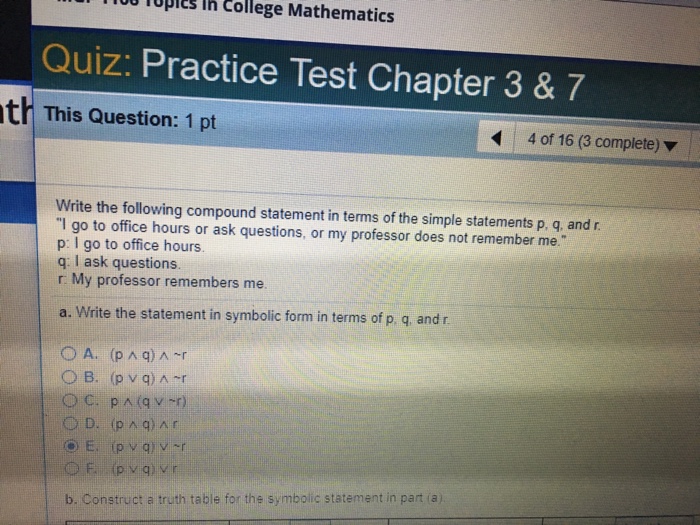 Solved 1100 T0pies lh college Mathematics Quiz: Practice | Chegg.com