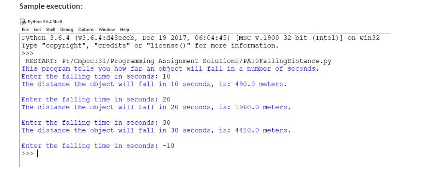 Solved Falling Distance When an object is falling because of | Chegg.com
