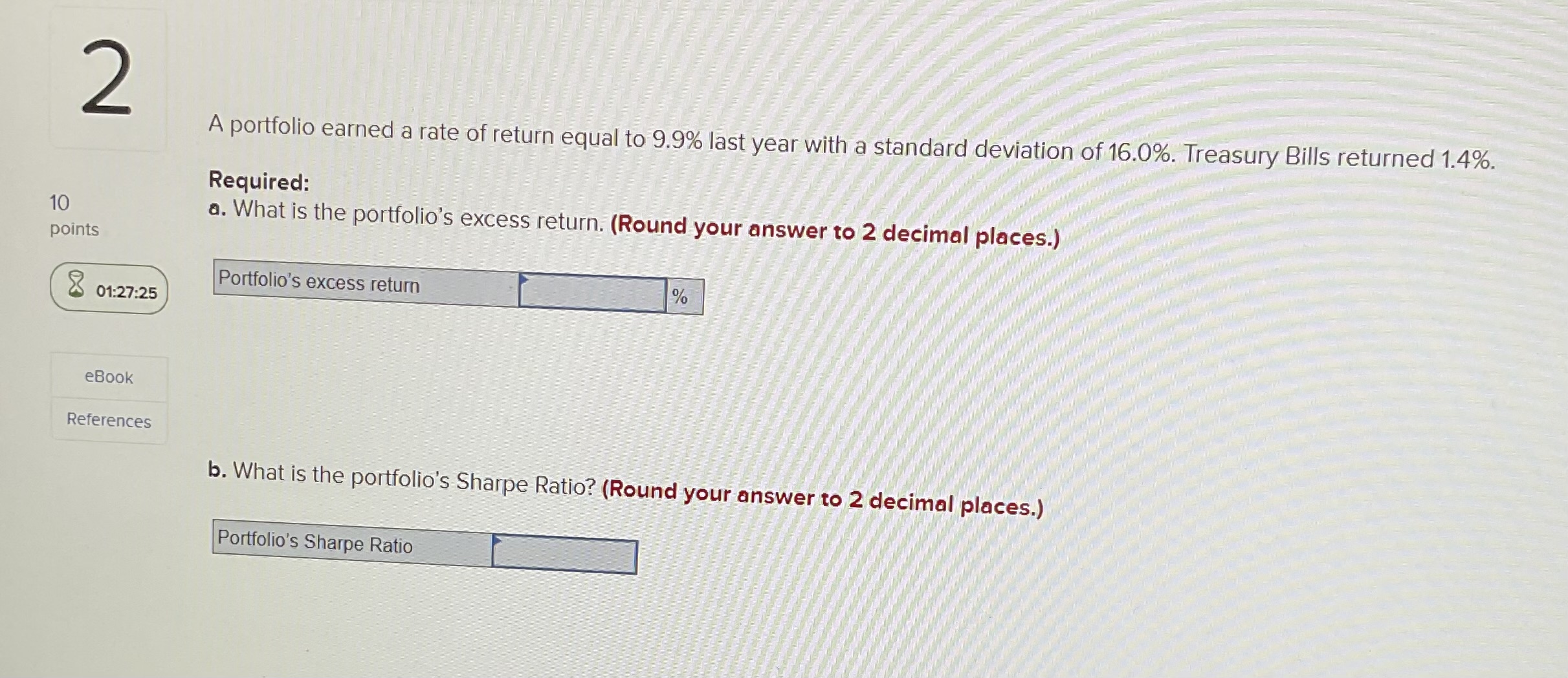 Solved A portfolio earned a rate of return equal to 9.9% | Chegg.com