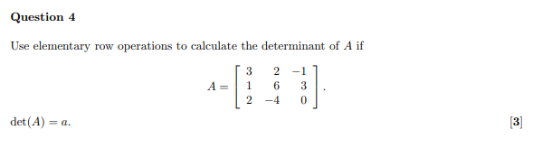 Solved Use elementary row operations to calculate the | Chegg.com