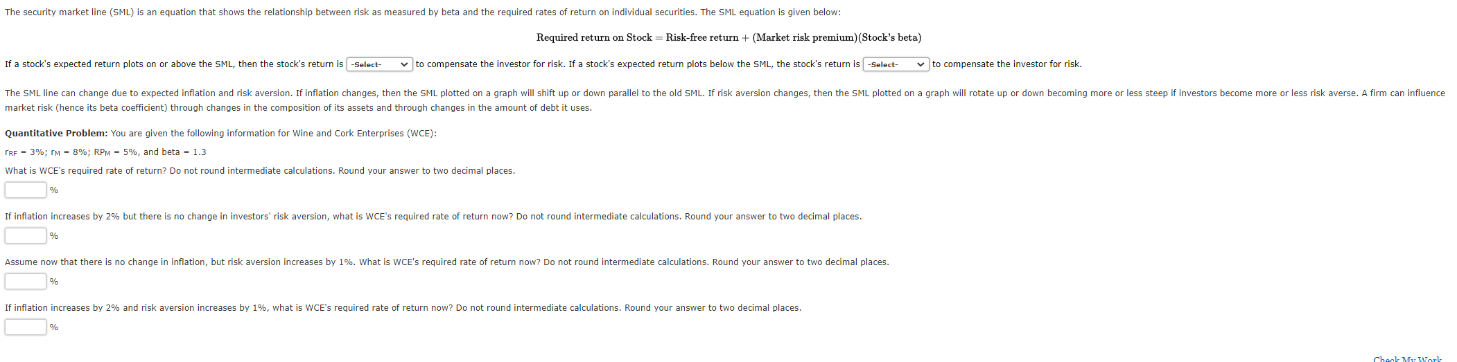 Solved The security market line (SML) is an equation that | Chegg.com