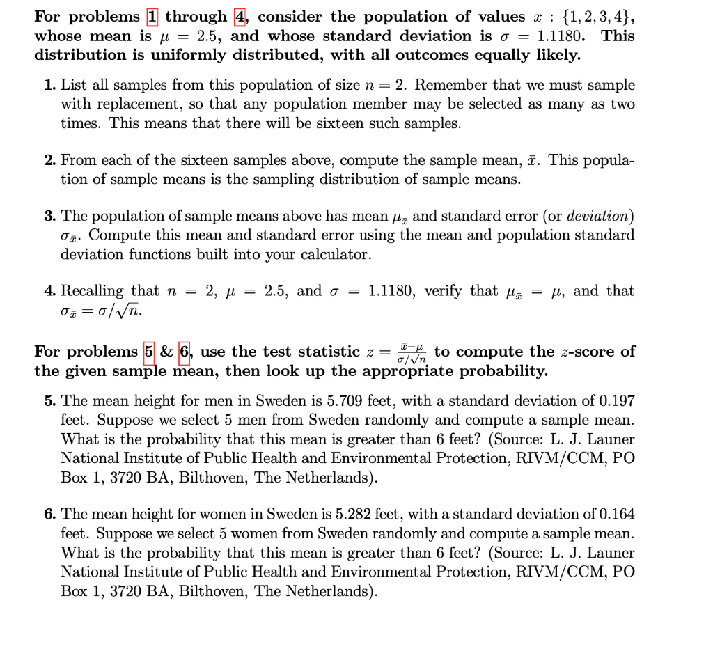 Solved For problems 1 through 4 , consider the population of | Chegg.com