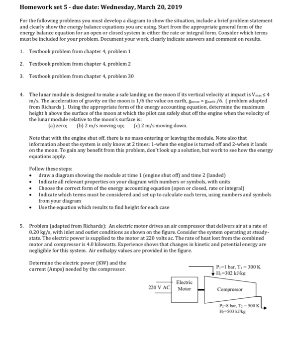 Solved Homework set 5- due date: Wednesday, March 20, 2019 | Chegg.com