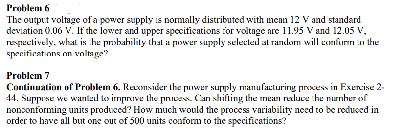 Solved Problem 6 The output voltage of a power supply is | Chegg.com