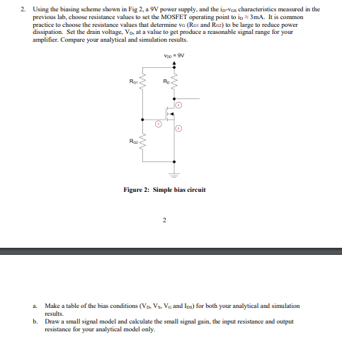 2. ﻿Using the biasing scheme shown in Fig 2 , ﻿a 9 ﻿V | Chegg.com
