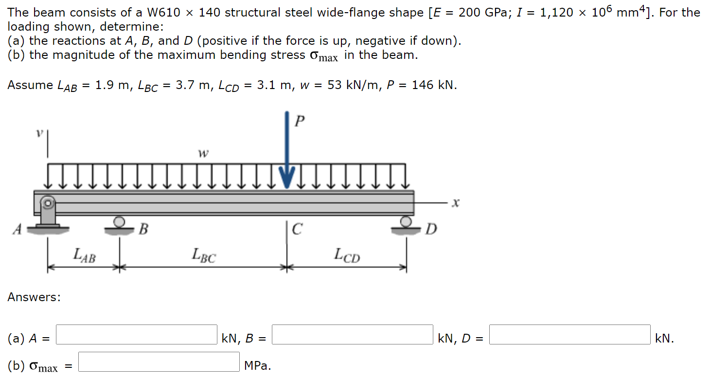 Solved The beam consists of a W610 x 140 structural steel | Chegg.com