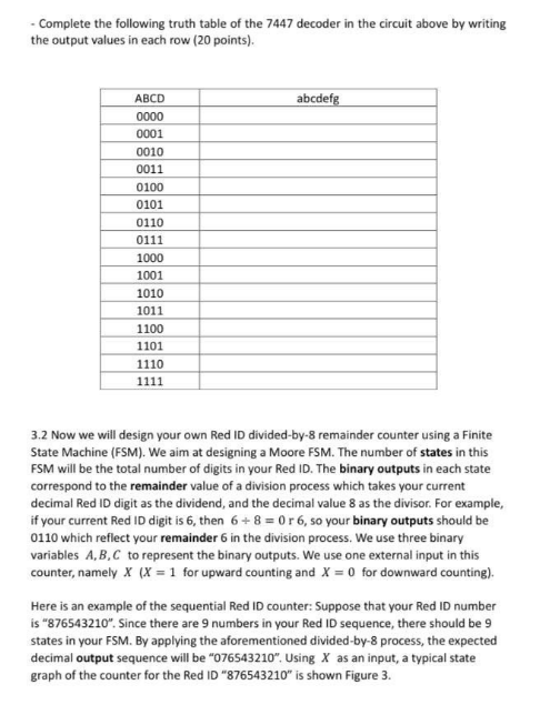 Solved - Complete the following truth table of the 7447 | Chegg.com