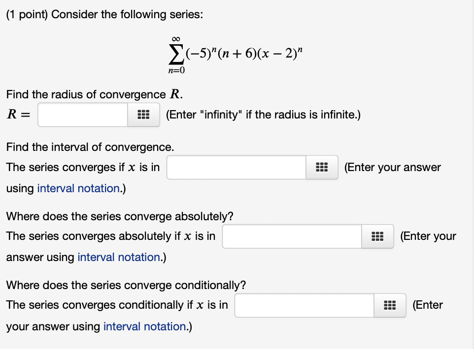 Solved (1 point) Consider the following series: | Chegg.com