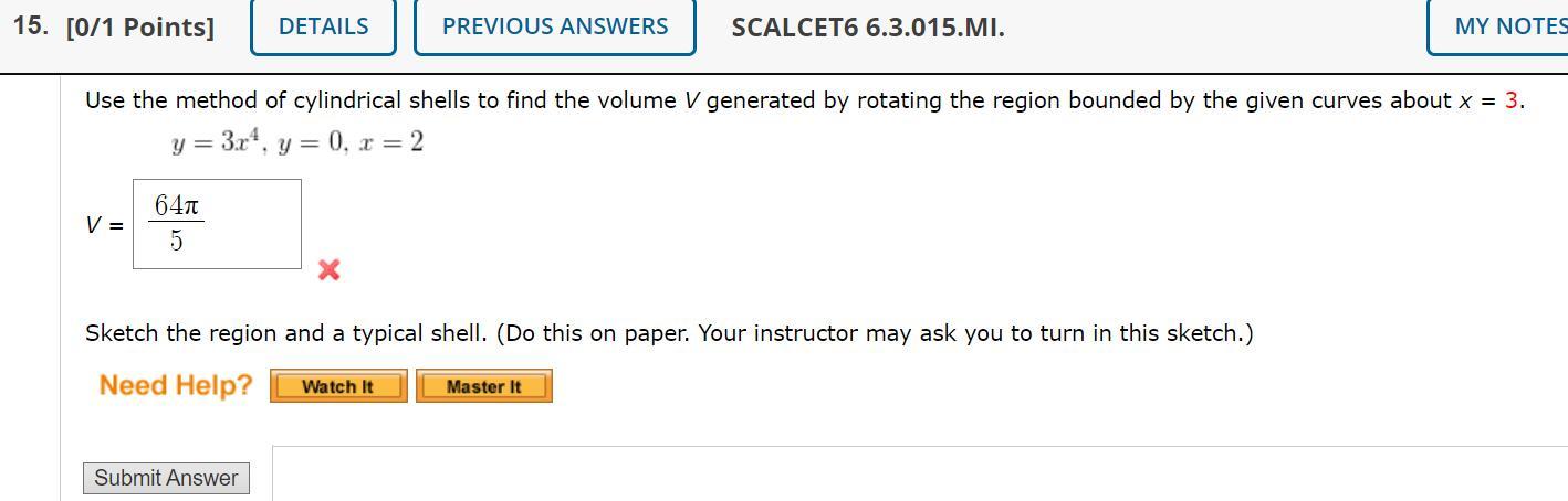 Solved 15. [0/1 Points] DETAILS PREVIOUS ANSWERS SCALCET6 | Chegg.com