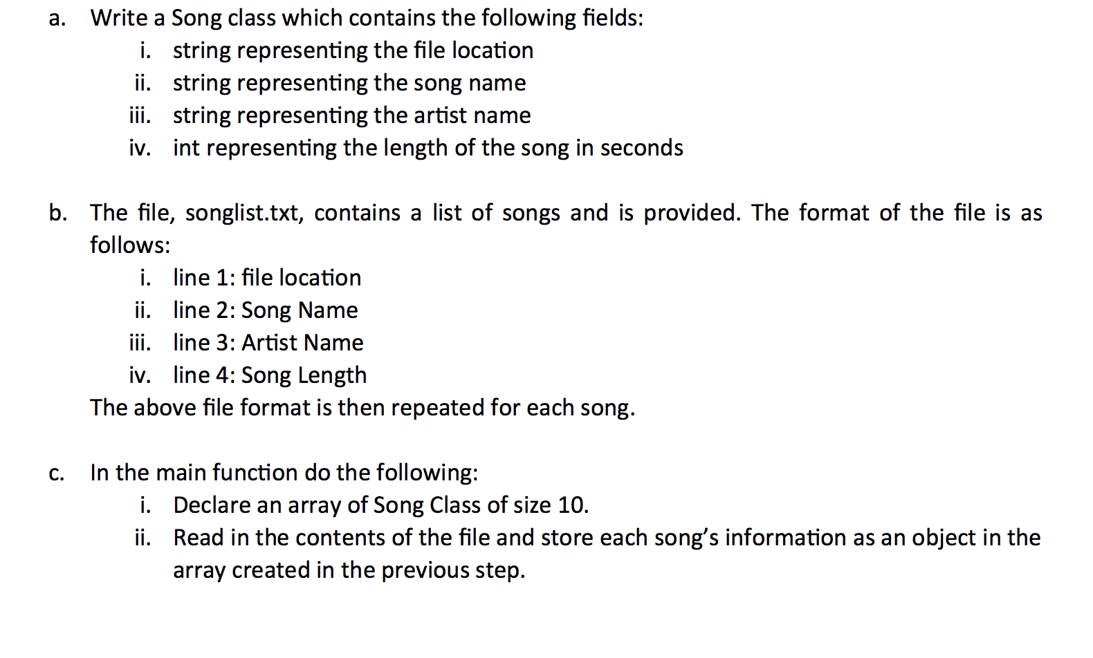 a. Write a Song class which contains the following | Chegg.com