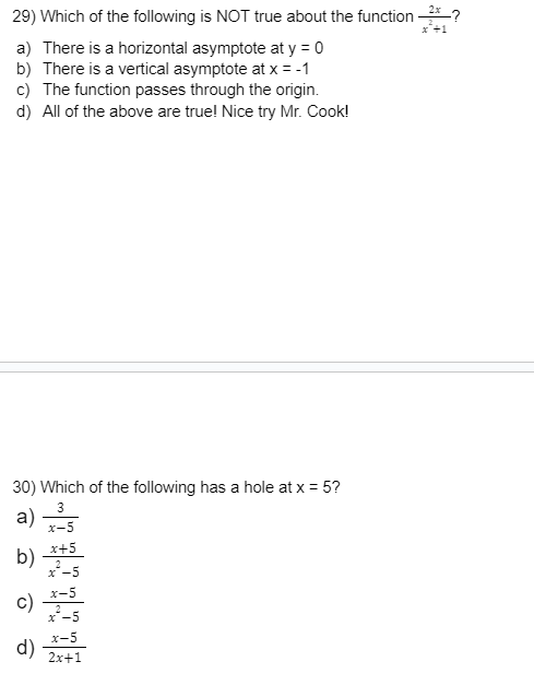 Solved Which of the following is NOT true about the function | Chegg.com