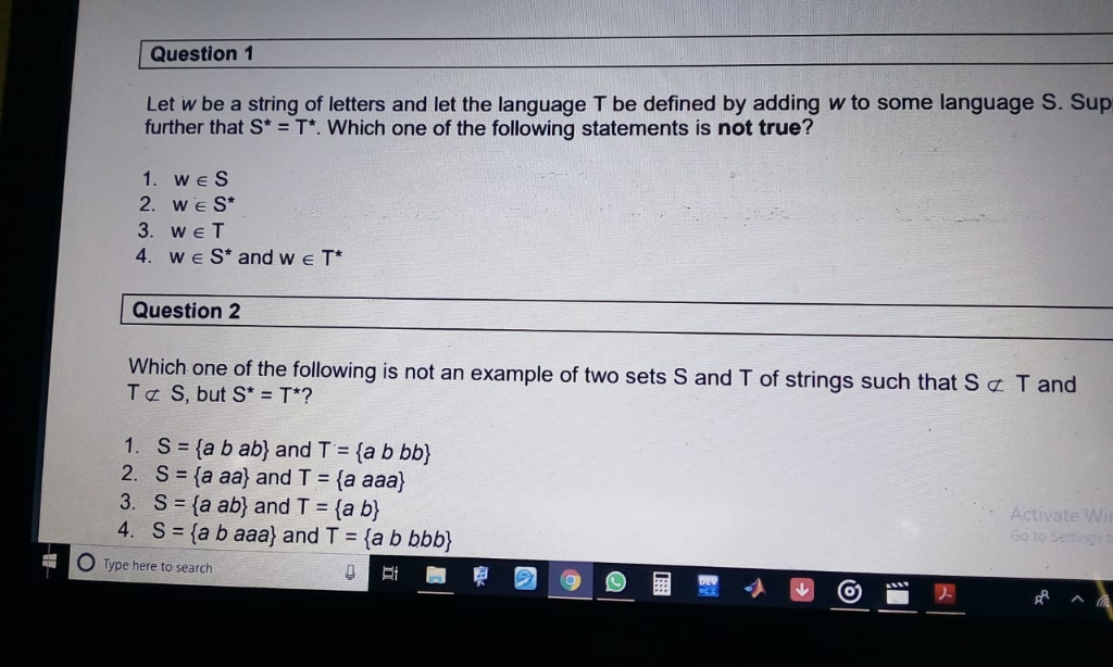 Solved Question 1 Let w be a string of letters and let the | Chegg.com