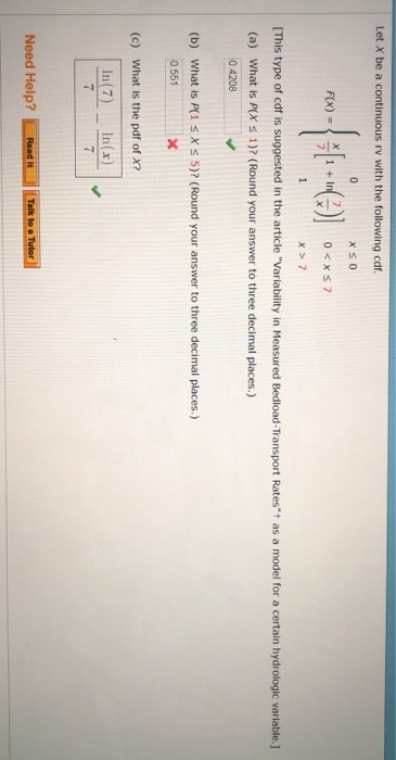 Solved Let X be a continuous rv with the following cdf. 0 | Chegg.com