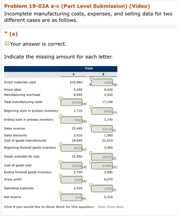 Solved Problem 19-03A a-c (Part Level Submission) (Video) | Chegg.com