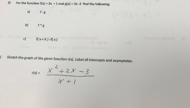 Solved 3) For the function f(x) 2x + 1 and g(x) 3x-2 find | Chegg.com