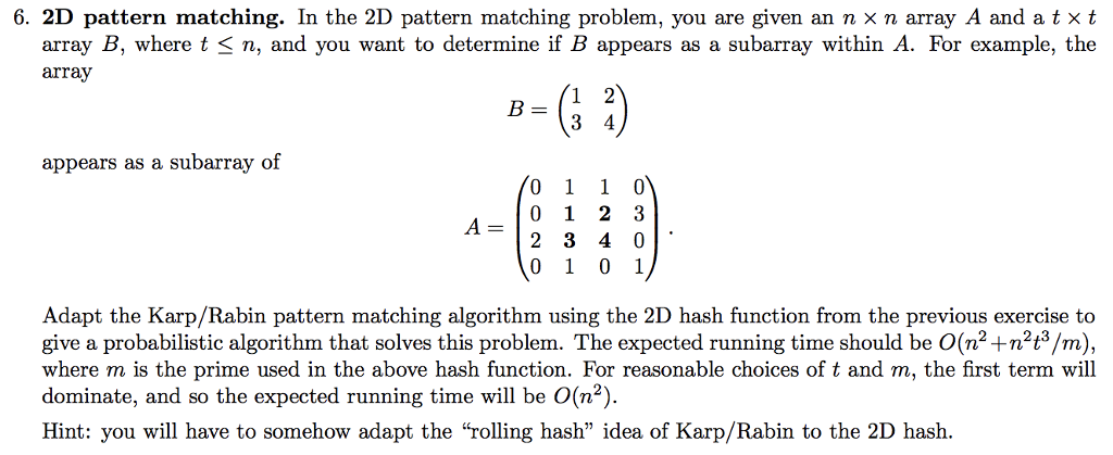 6. 2D pattern matching. In the 2D pattern matching | Chegg.com