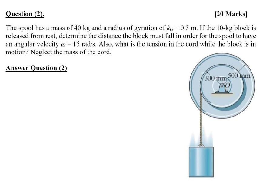 Solved The spool has a mass of 40 kg and a radius of | Chegg.com