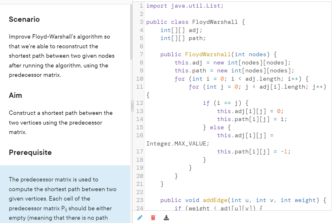 Solved Scenario Improve Floyd-Warshall's algorithm so that | Chegg.com