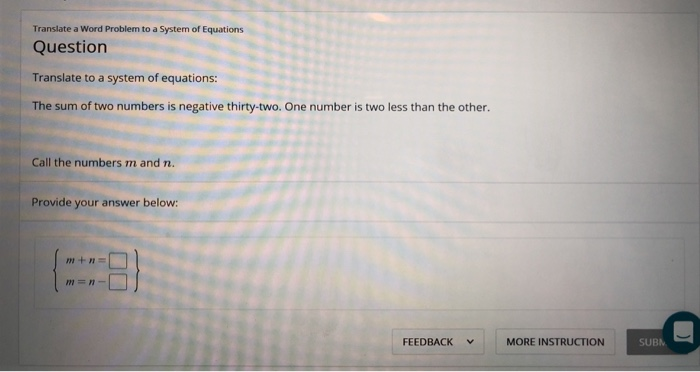 Solved Translate a Word Problem to a System of Equations | Chegg.com