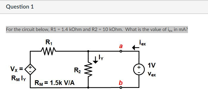 Solved For the circuit below, R1 = 1.4 ﻿kOhm and R2 = 10 | Chegg.com
