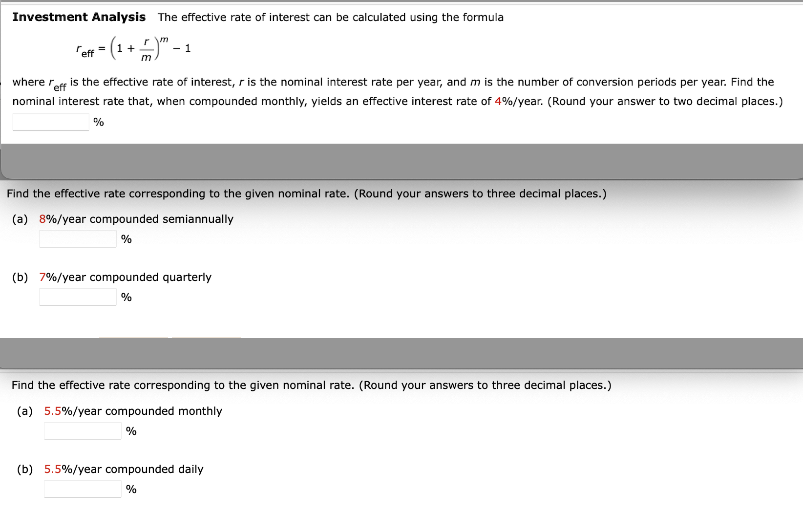 Solved reff =(1+mr)m−1 where reff is the effective rate of | Chegg.com